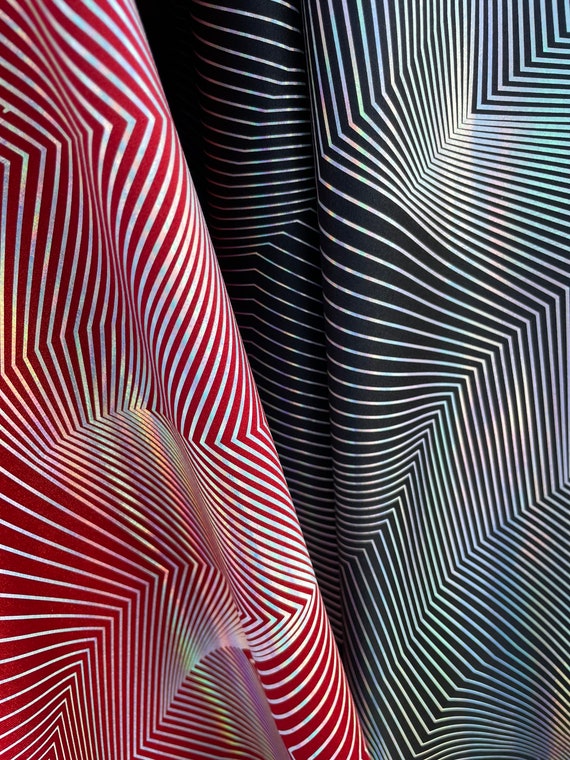 New Geometric Silver Iridescent Lines on Nylon Spandex Fabric - Etsy