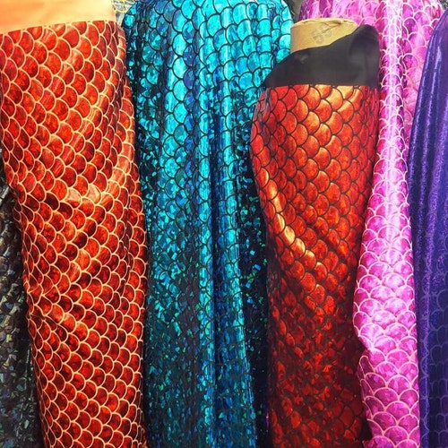 Mermaid Fabric Hologram Fish Scales Stretch Spandex 58 - Etsy