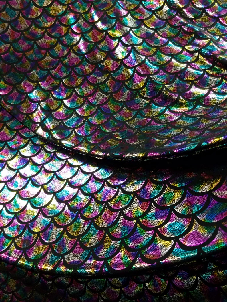 New Mermaid Multicolor Jumbo Fish Scales on Spandex Fabric Sold by the ...