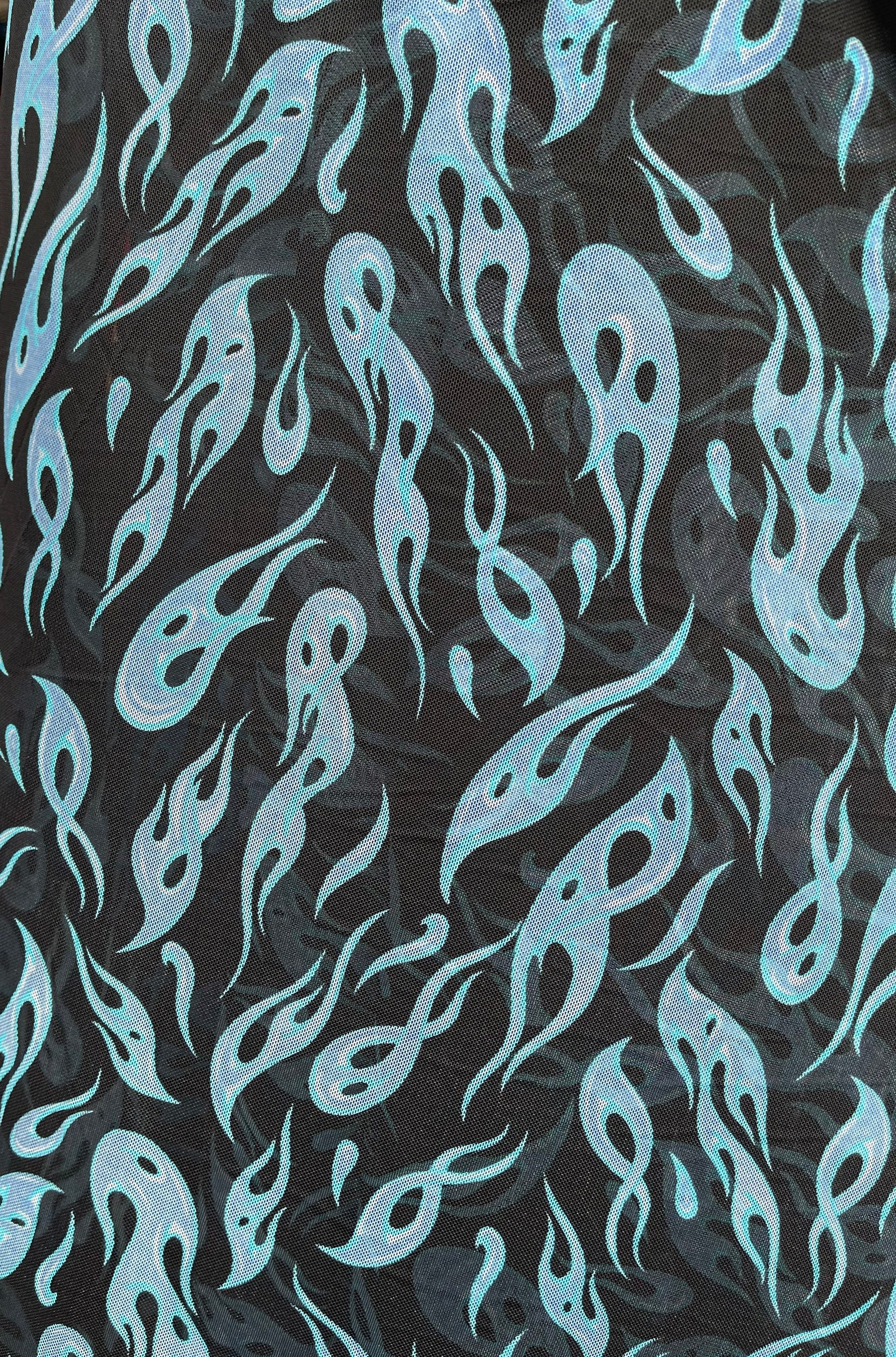 Flames Print MESH Fabric Blue/black Flames Mesh Fabric Sold by | Etsy