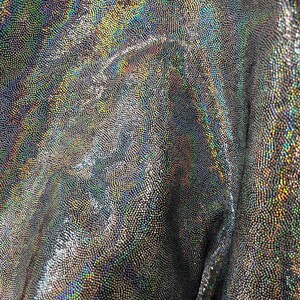 Silver Iridescent Velvet Stretch Fabric, Mystic Foggy Metallic Foil ...