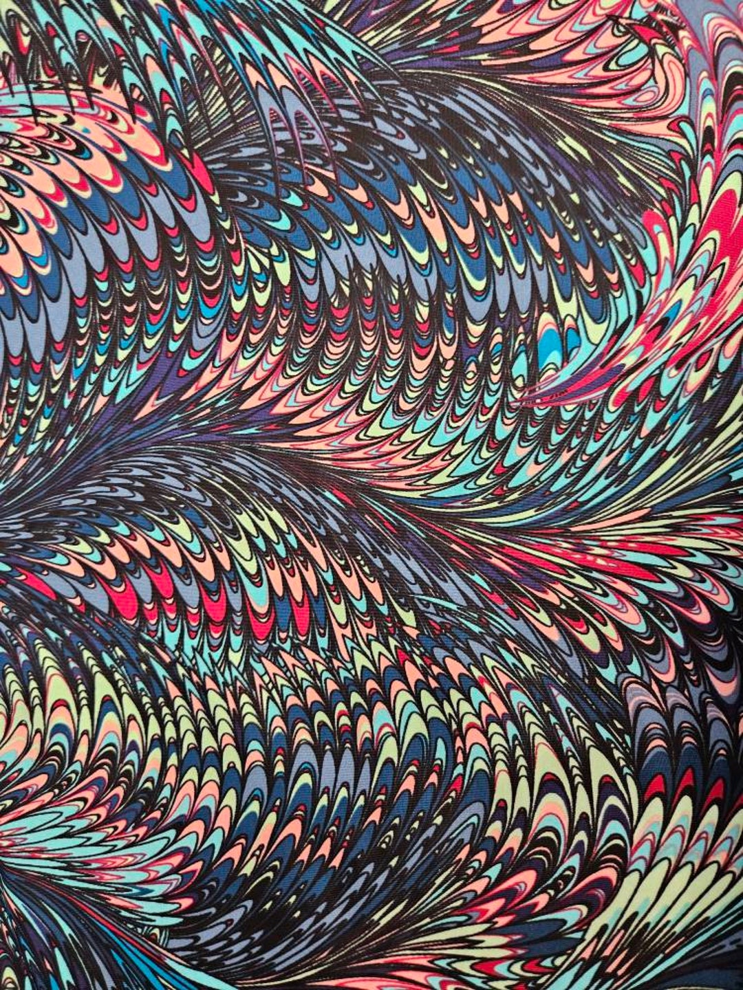 New Psychedelic Retro Hydro Dipping Print Fabric Nylon 4 Way Stretch 60 ...