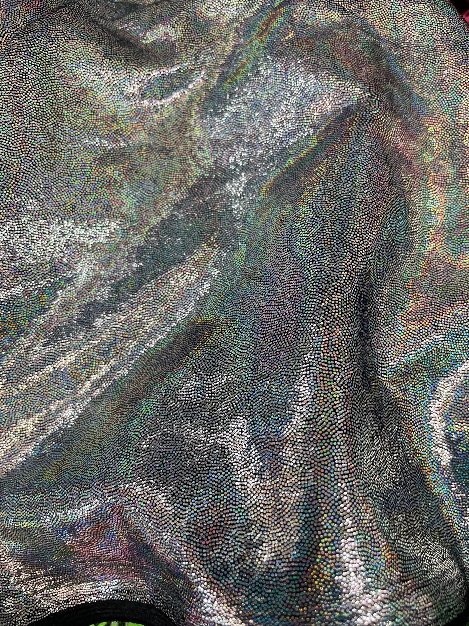 Silver Iridescent Velvet Stretch Fabric, Mystic Foggy Metallic Foil ...