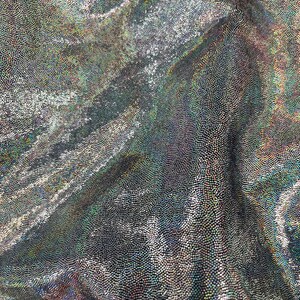 Silver Iridescent Velvet Stretch Fabric, Mystic Foggy Metallic Foil ...