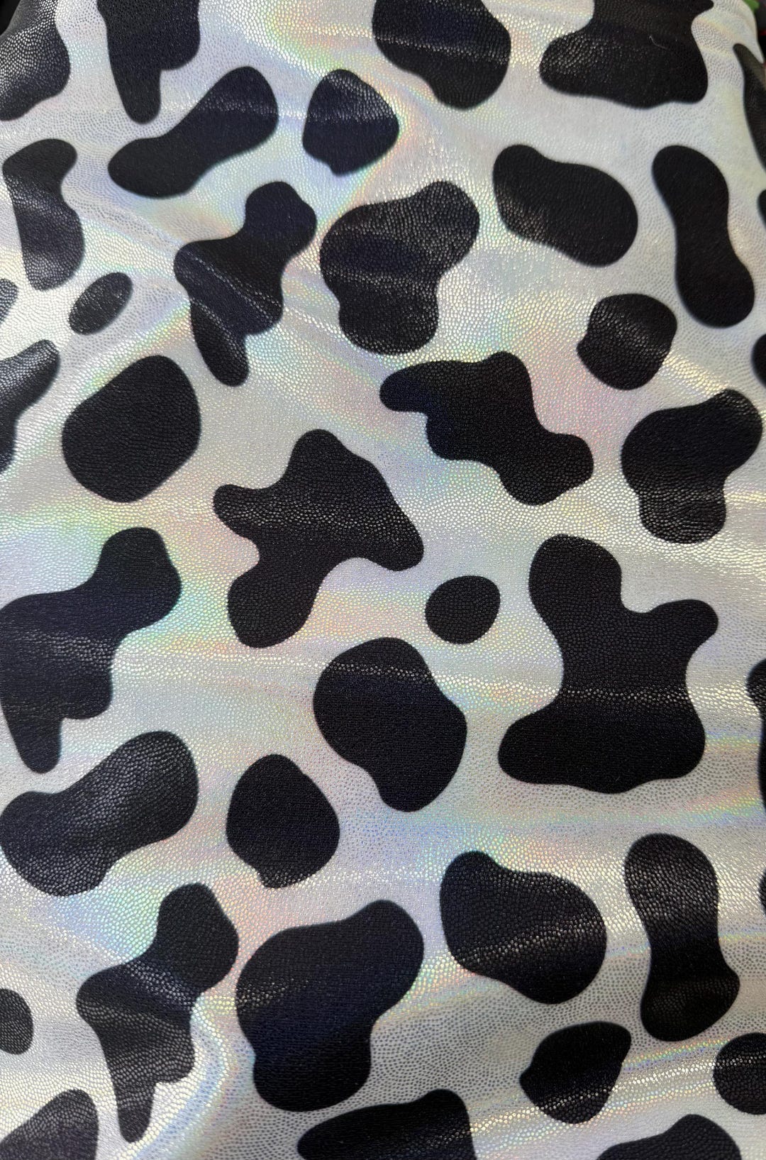 Iridescent Metallic Cow Print Spandex Fabric, 4 Way Stretch- Fabric ...