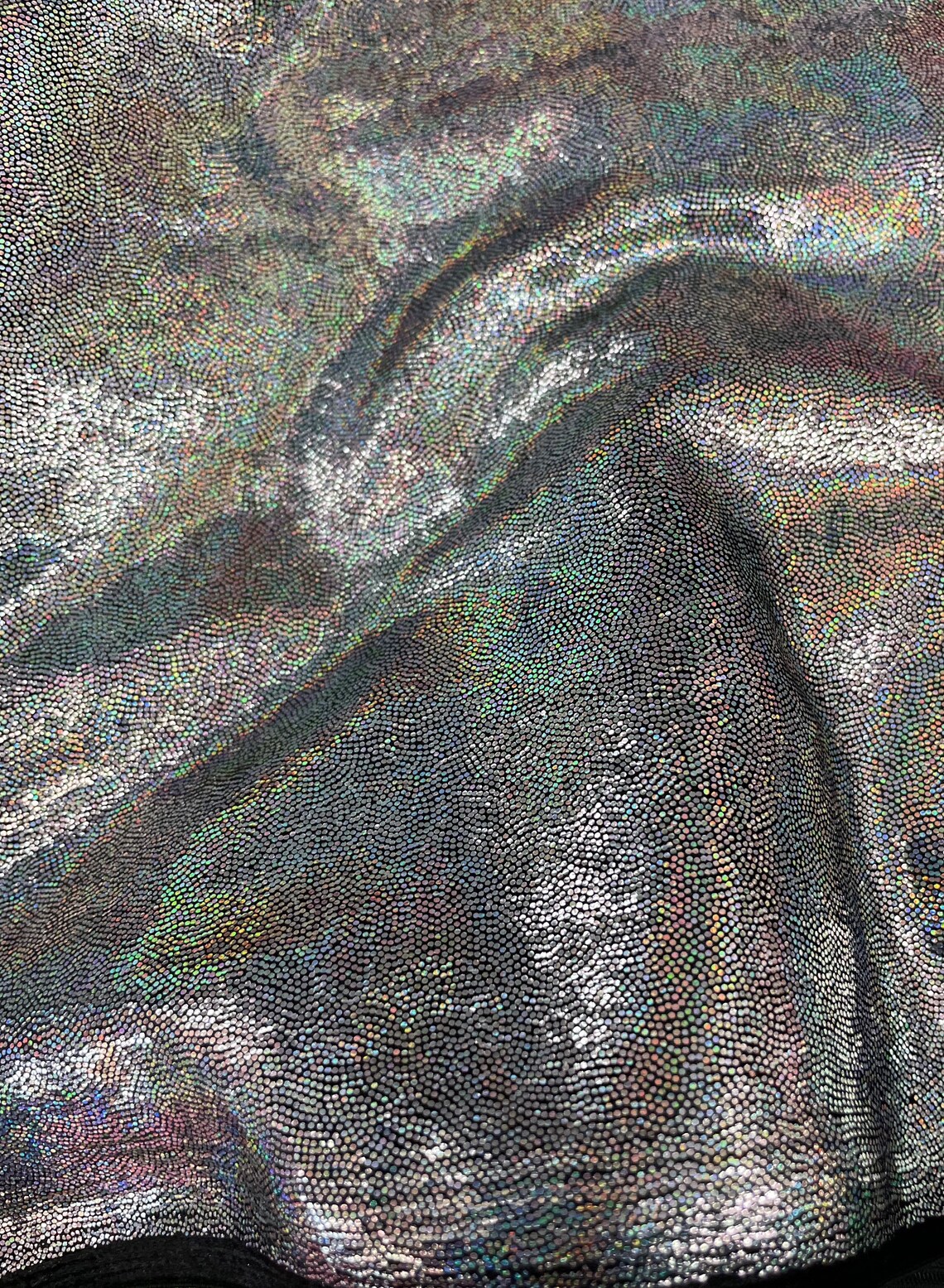 Silver Iridescent Velvet Stretch Fabric, Mystic Foggy Metallic Foil ...