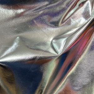 Silver Metallic Foil Fabric 2 Way Stretch 60” Wide Fabric Sold by Yard ...