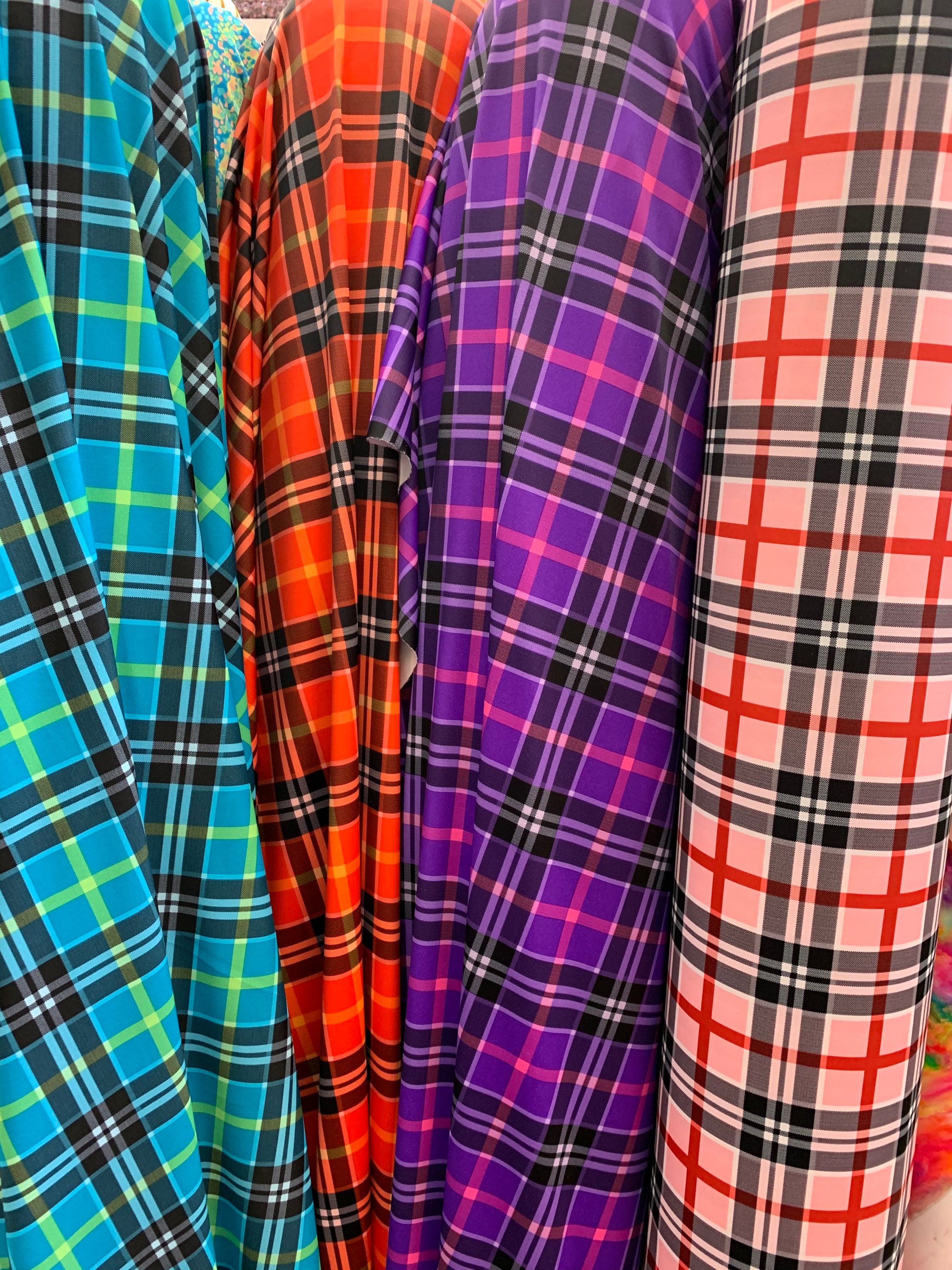 Plaid Tartan Print Spandex Fabric 4 way Stretch. 7 colors | Etsy