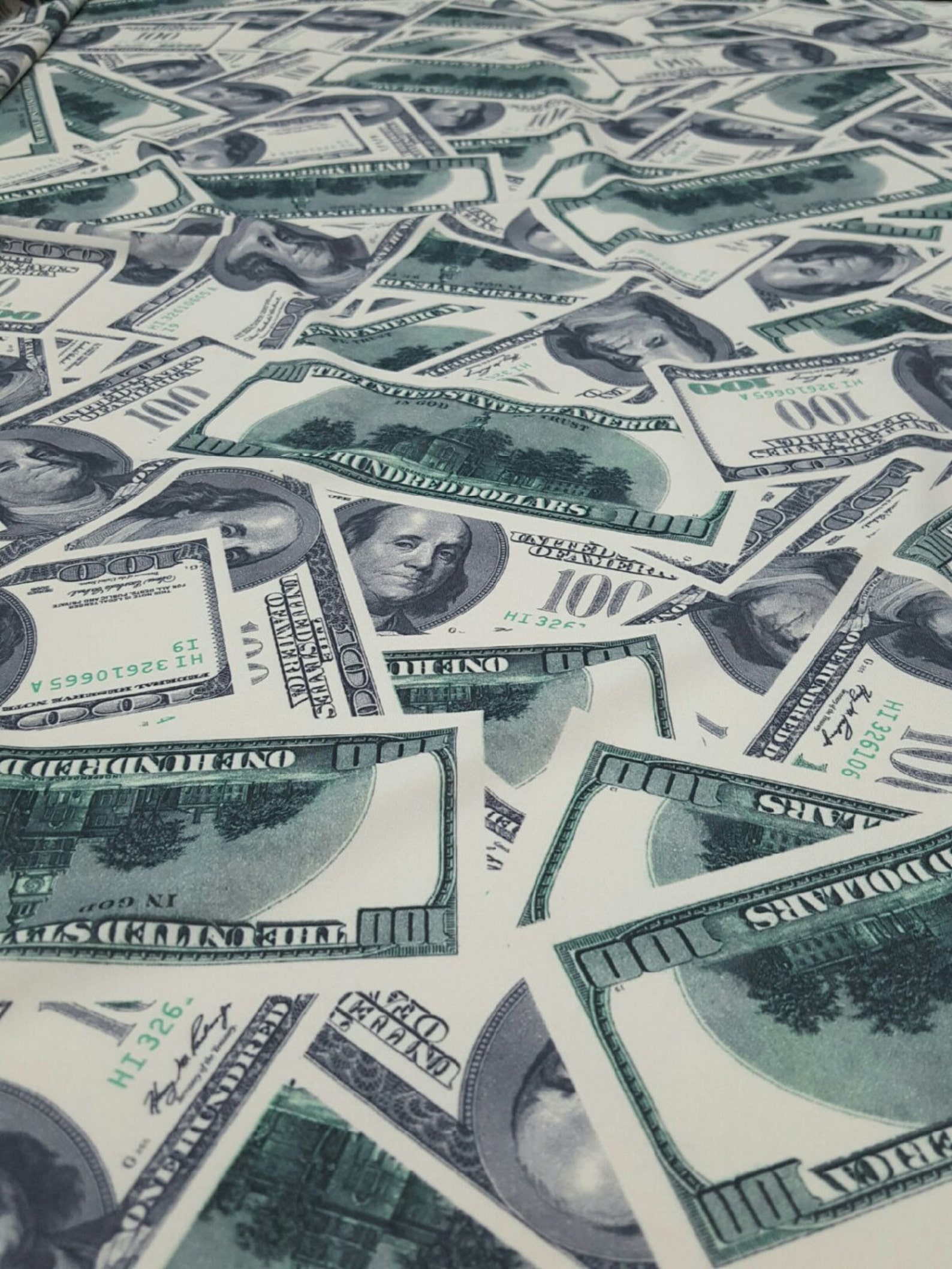 100 Dollarscheine Geld Grün Print Stoff Vier-Wege-Stretch Spandex Geld ...