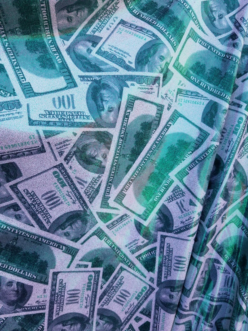 100 Dollars With Metallic Money Print on Spandex Fabric Sold - Etsy