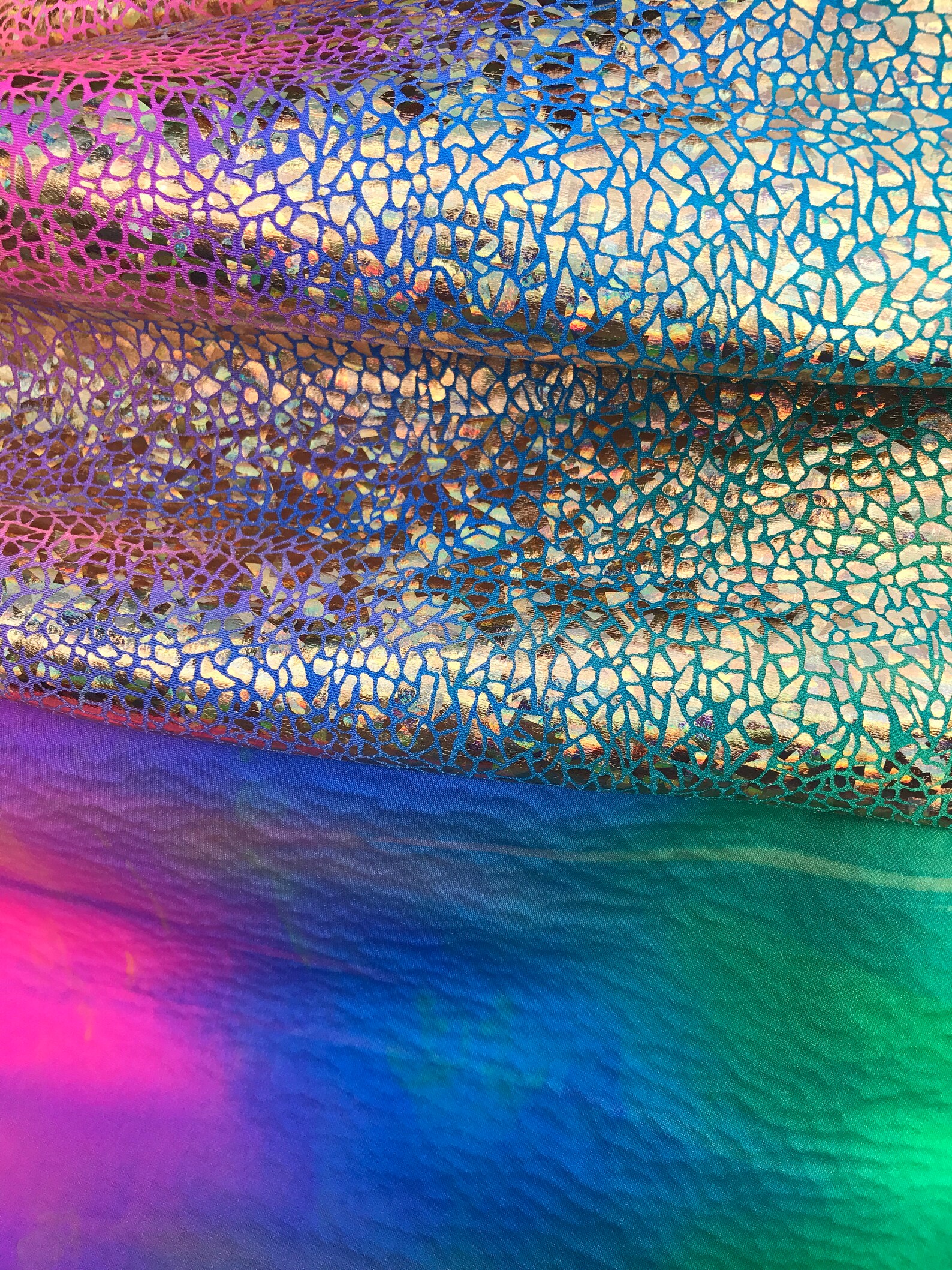 New Gold Matalic Rainbow Tie Dye Hologram Reptiles Print on | Etsy