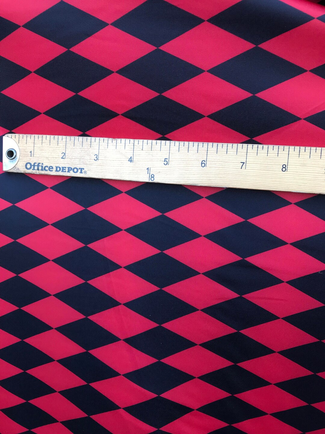 Red & Black Harlequin Print Fabric - Diamond Print Fabric Four Way ...