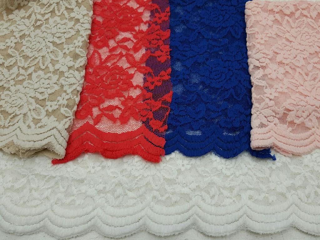 Stretch Lace Fabric With Scalloped Edge 56” Wide Sold by Yard (multiple ...