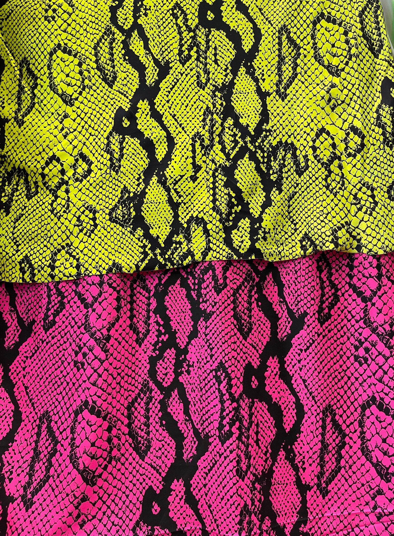 Snake Print Nylon Spandex Fabric Neon Green/Pink Reptile print | Etsy