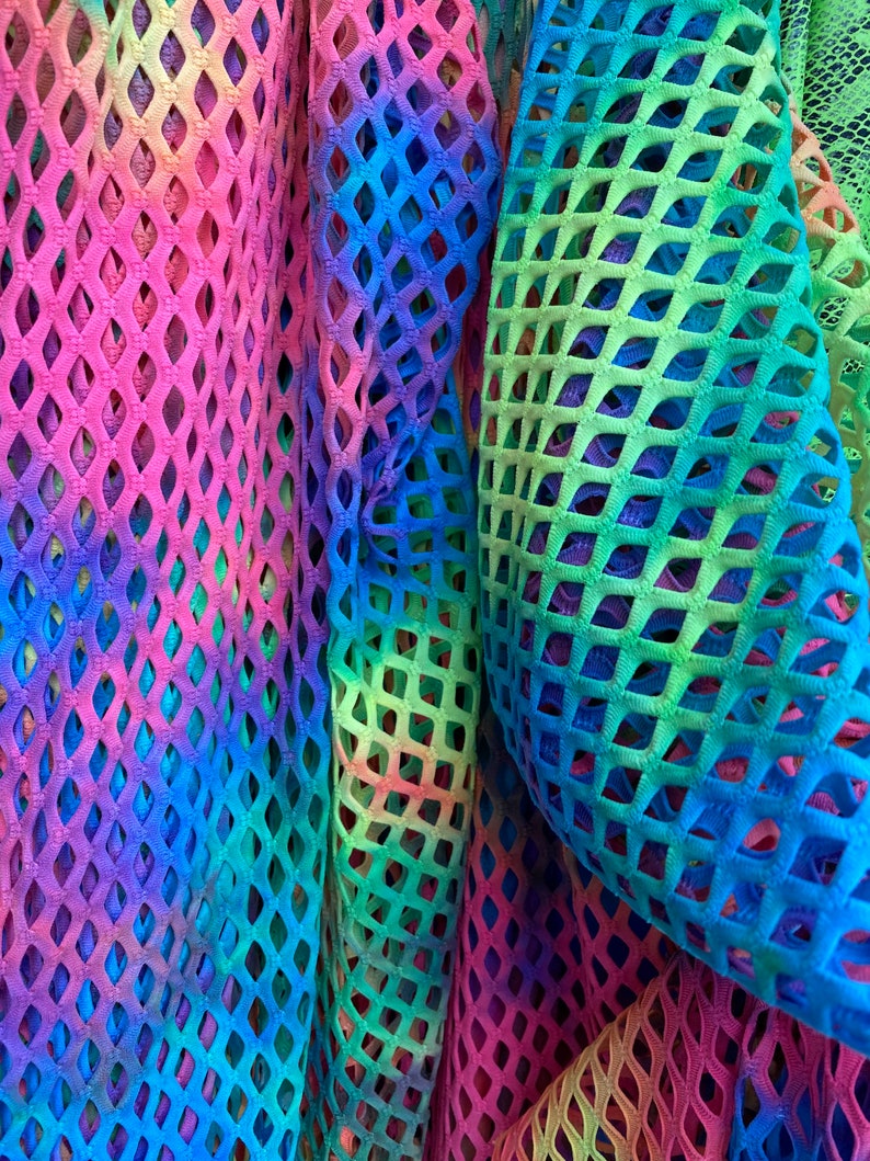 Rainbow Fishnet Tie Dye 4 Way Stretch Fabric 60 Wide. See - Etsy