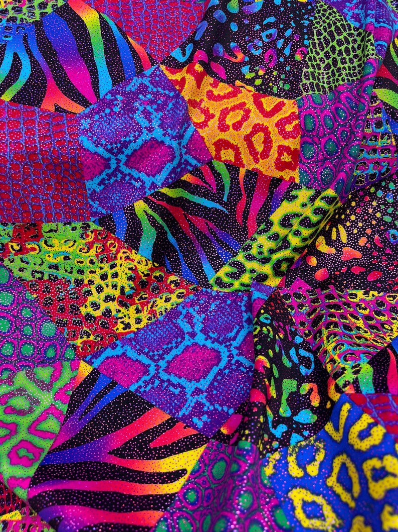 New Metallic Foil Multi Animal Print abstract Print on Nylon - Etsy