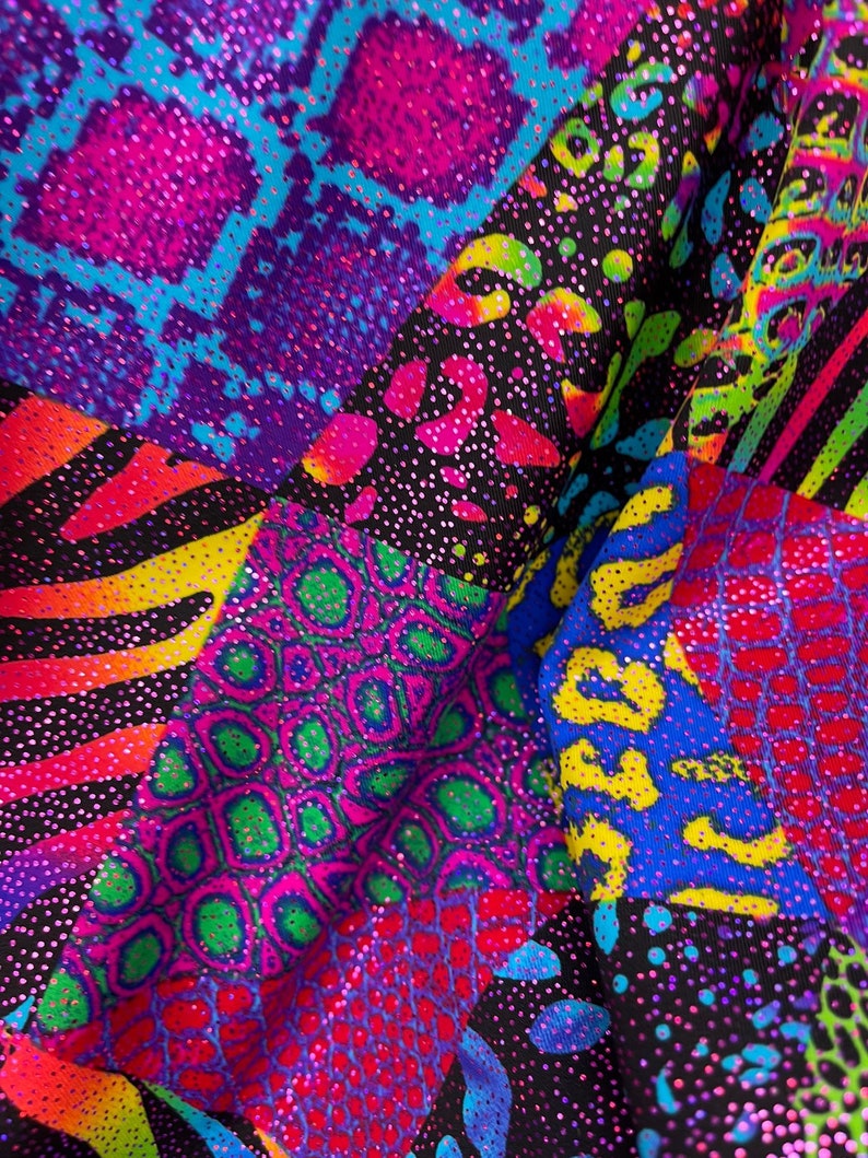 New Metallic Foil Multi Animal Print Abstract Print on Nylon | Etsy