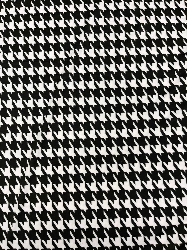Black and White Houndstooth Print Fabric 4 Way Stretch Poly | Etsy