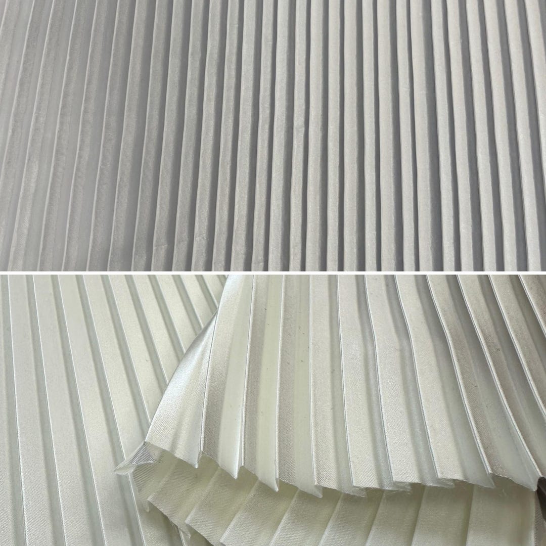 New Pure White and off White Satin Pleated Fabric Sold by Yard (45 ...