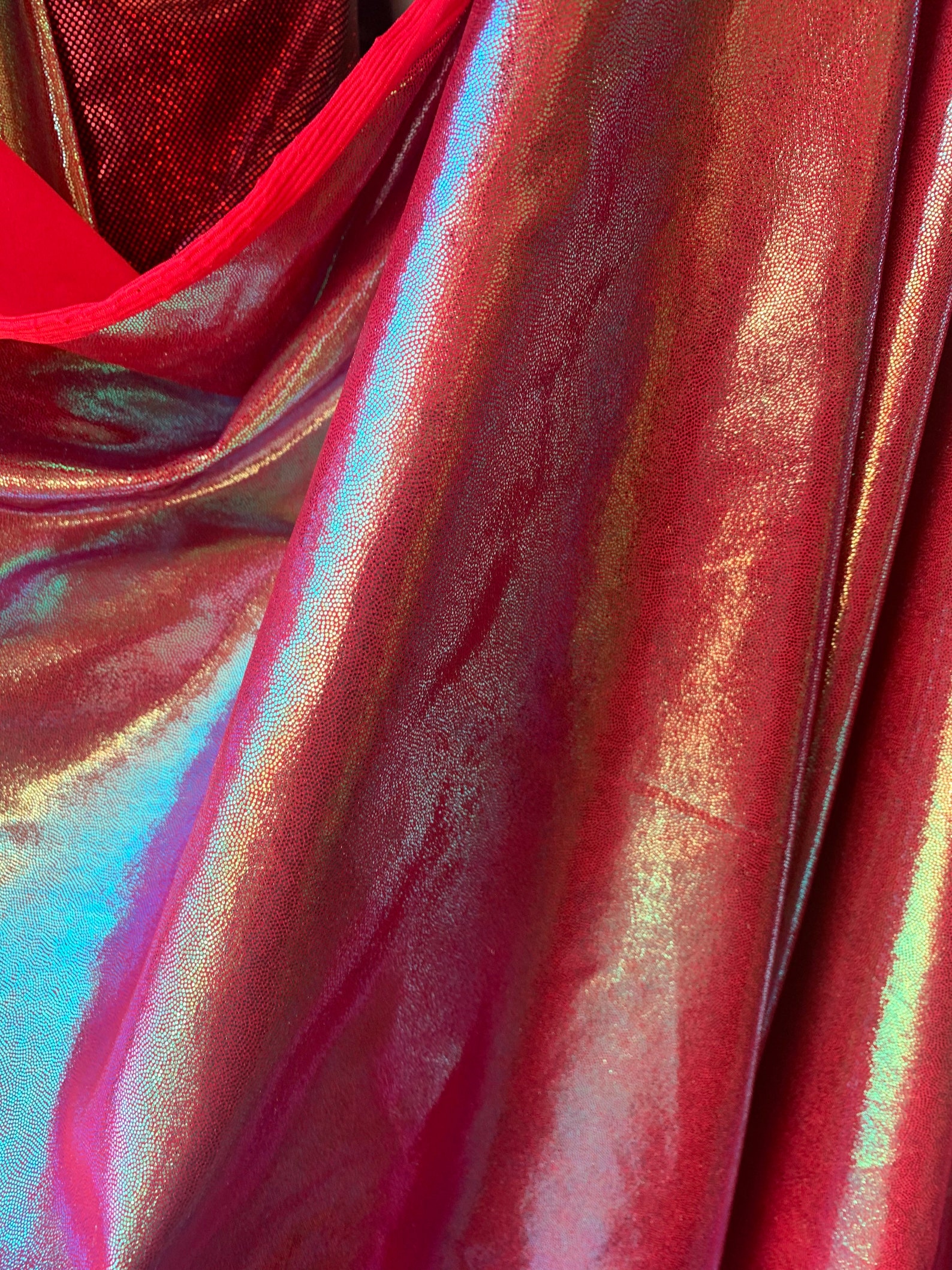 Iridescent Red Spandex Nylon Fabric 4 Way Stretch. Foggy | Etsy