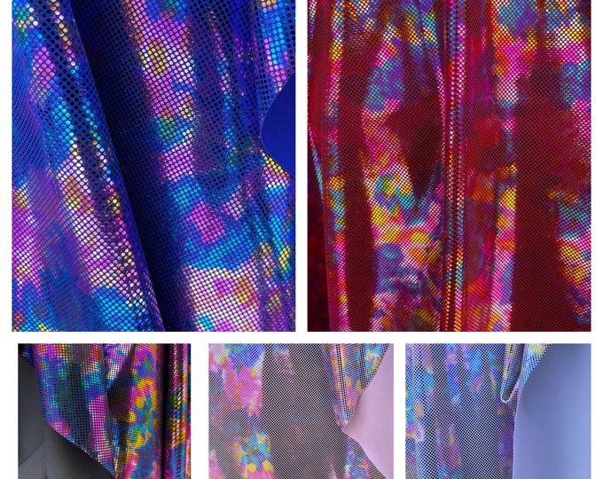 Holographic Oil Slick Poly Spandex Stretch Fabric By-the-yard - Etsy