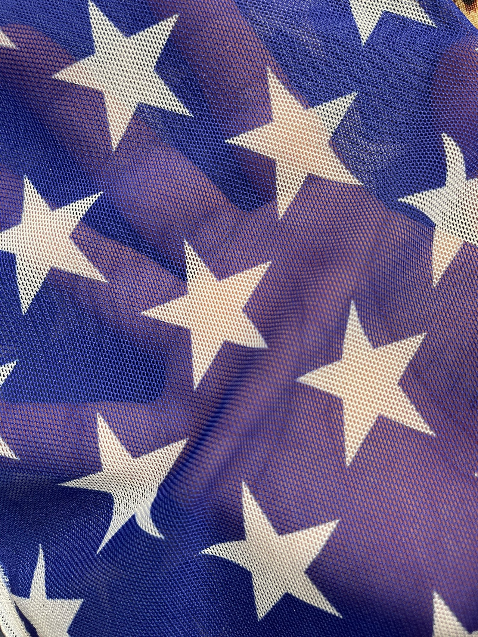 Stars Print MESH Fabric White Stats Royal Blue Base Mesh Fabric Sold by ...