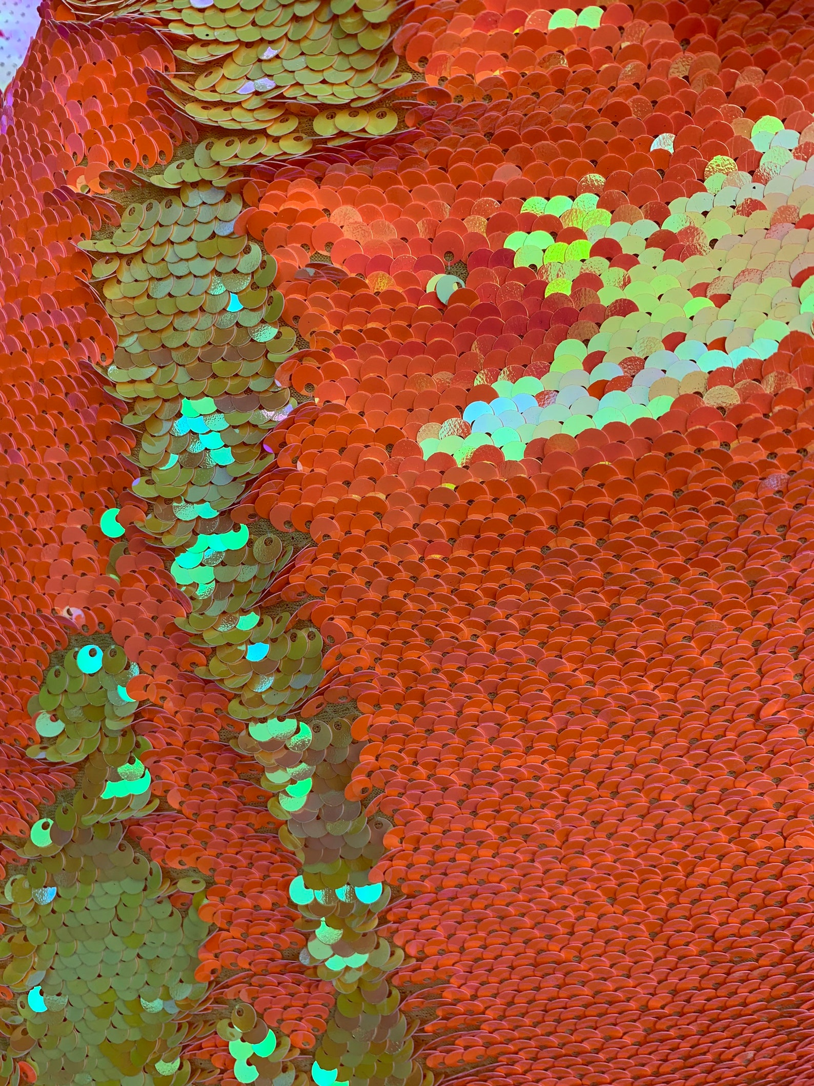 New Iridescent Orange/iridescent Yellow 5mm Mermaid Flip Sequins Fabric ...