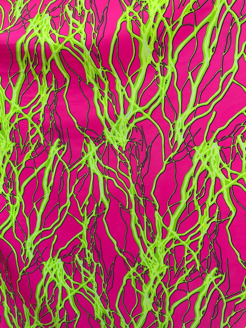 Neon Thunder/lightning Print on Nylon Spandex Fabric 4 Way Stretch Base ...