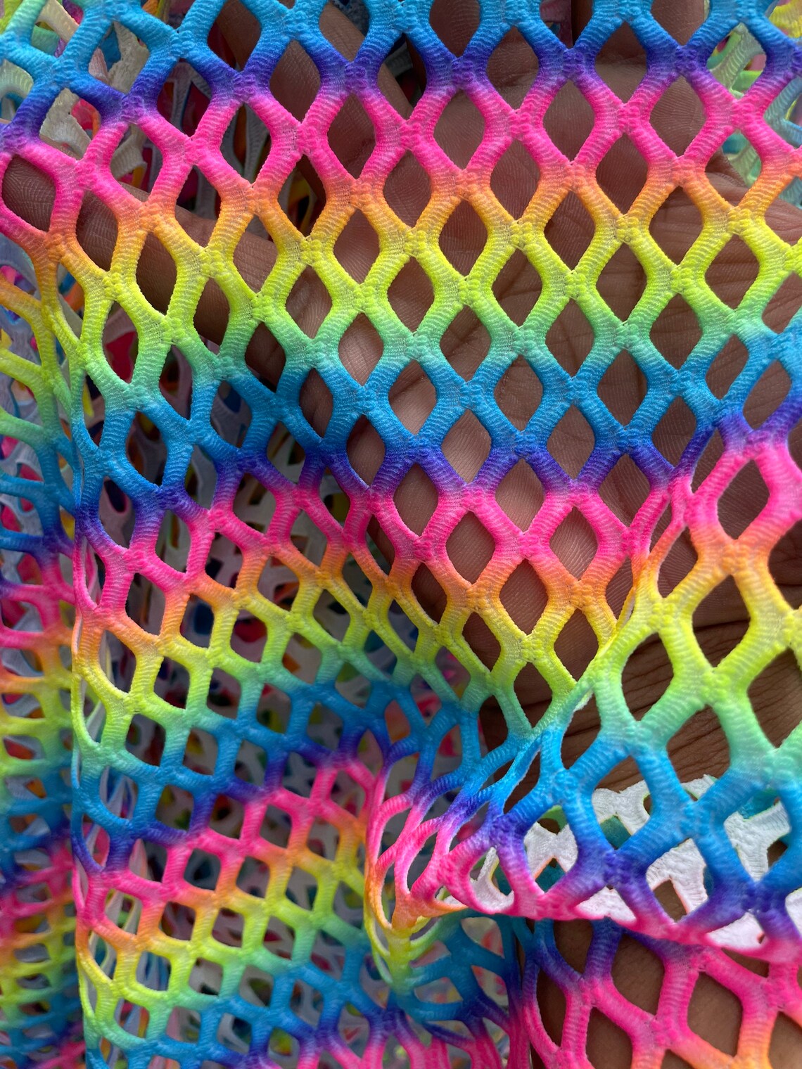 Rainbow Fishnet Stripes Tie Dye Nylon Spandex 4 Way Stretch - Etsy