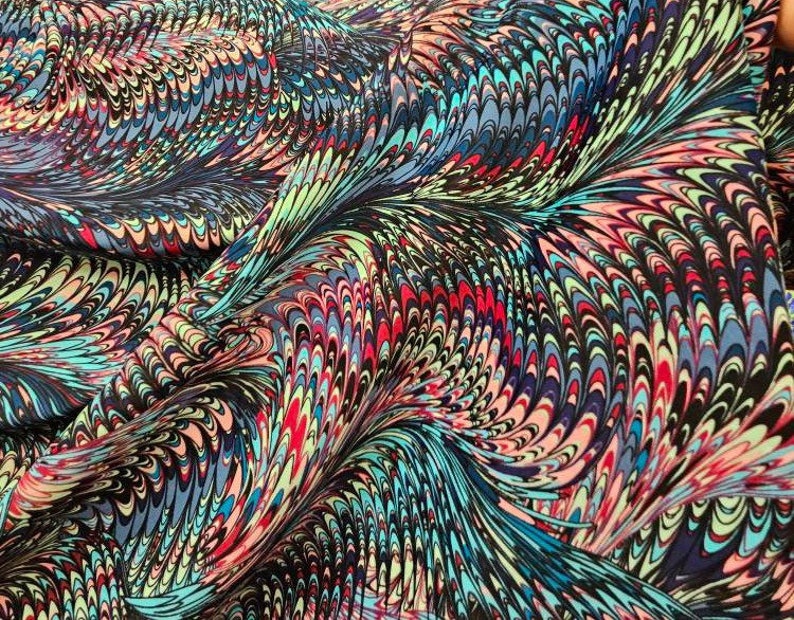 New Psychedelic Retro Hydro Dipping Print Fabric Nylon 4 Way - Etsy