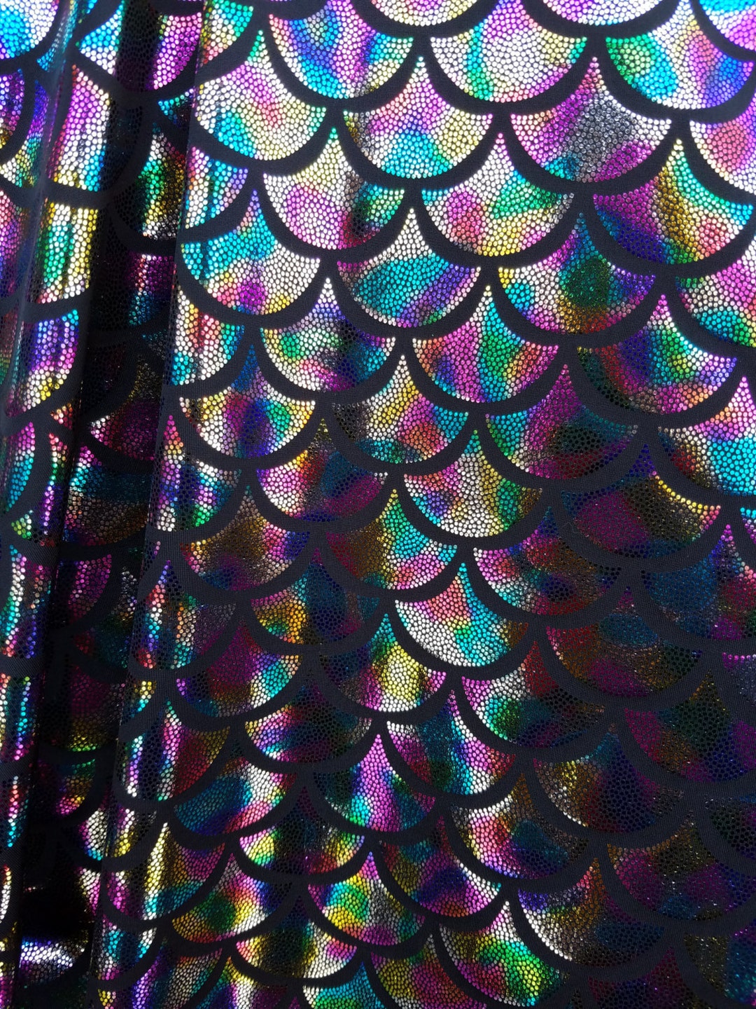 New Mermaid Multicolor Jumbo Fish Scales on Spandex Fabric Sold by the ...