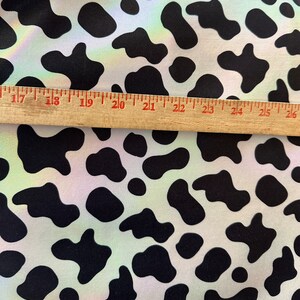 Iridescent Metallic Cow Print Spandex Fabric, 4 Way Stretch Fabric Sold ...