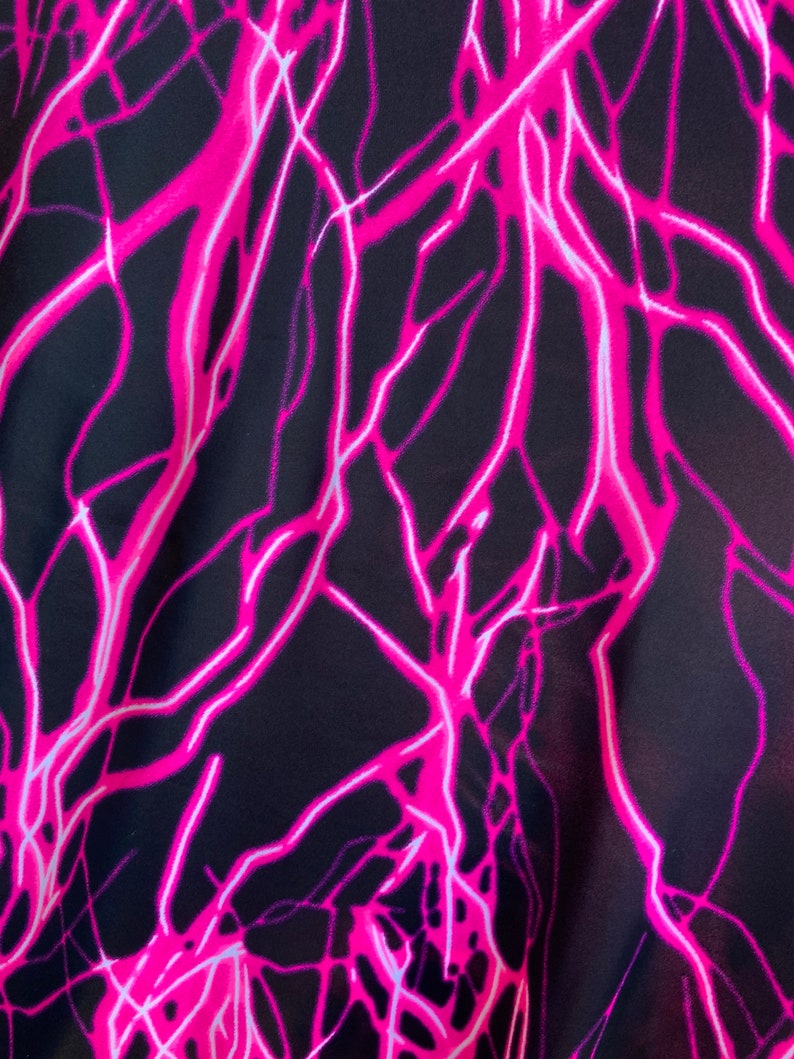 Neon Thunder/lightning Print on Nylon Spandex Fabric 4 Way - Etsy Denmark