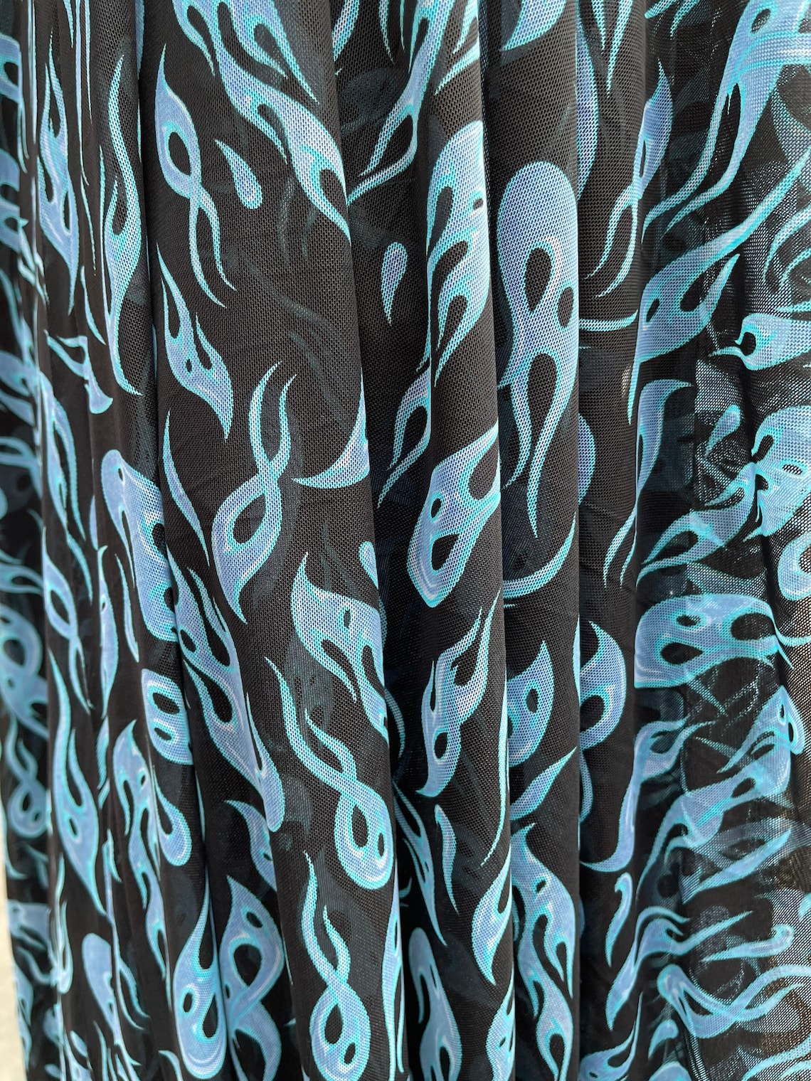 Flames Print MESH Fabric Blue/black Flames Mesh Fabric Sold by | Etsy