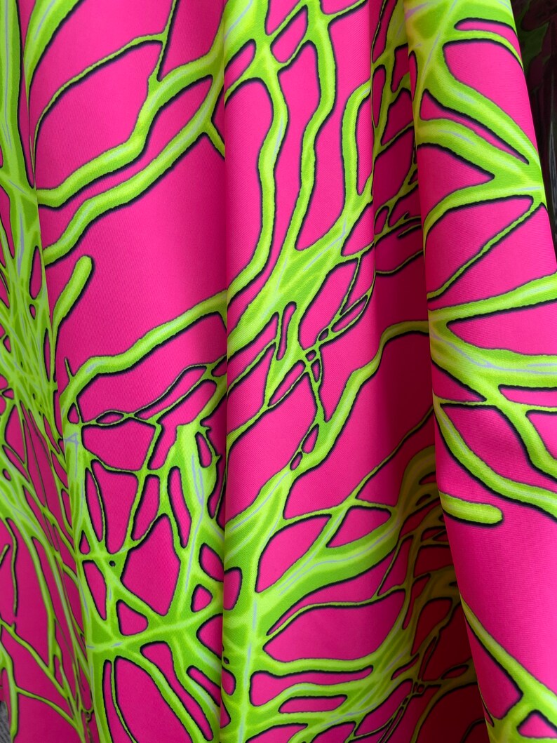 Neon Thunder/lightning Print on Nylon Spandex Fabric 4 Way - Etsy