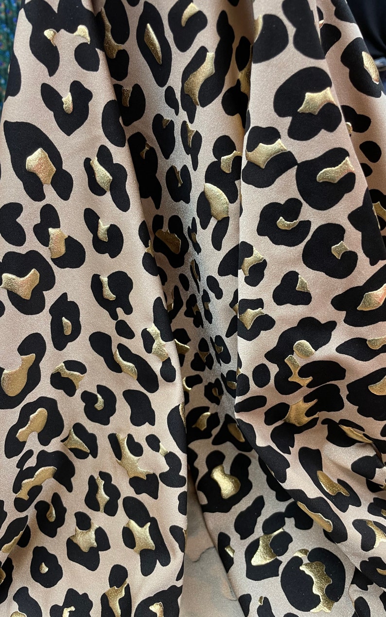 NEW Nude Leopard Print Black/gold Metallic Animal Print Nylon - Etsy