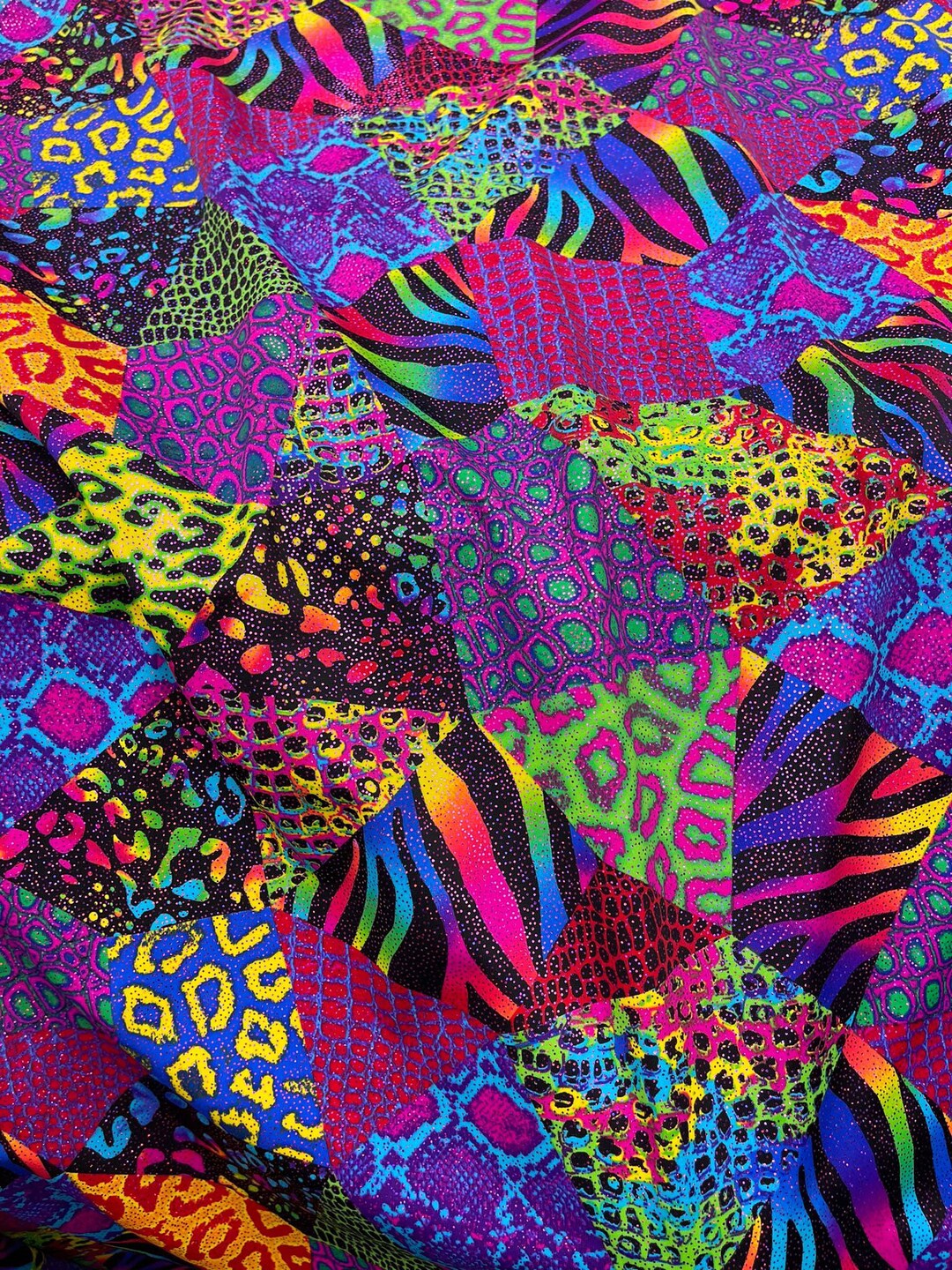 New Metallic Foil Multi Animal Print -abstract Print on Nylon Spandex ...