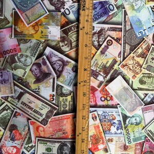 Internacional Multi Money Print Fabric Four Way Stretch Spandex Fabric ...