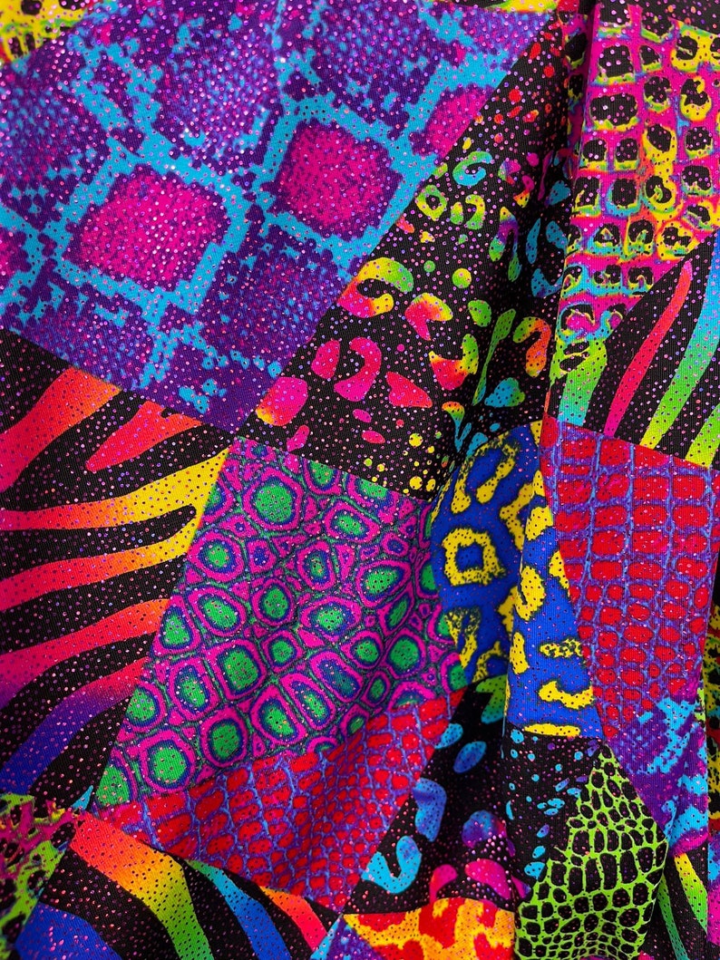 New Metallic Foil Multi Animal Print Abstract Print on Nylon | Etsy