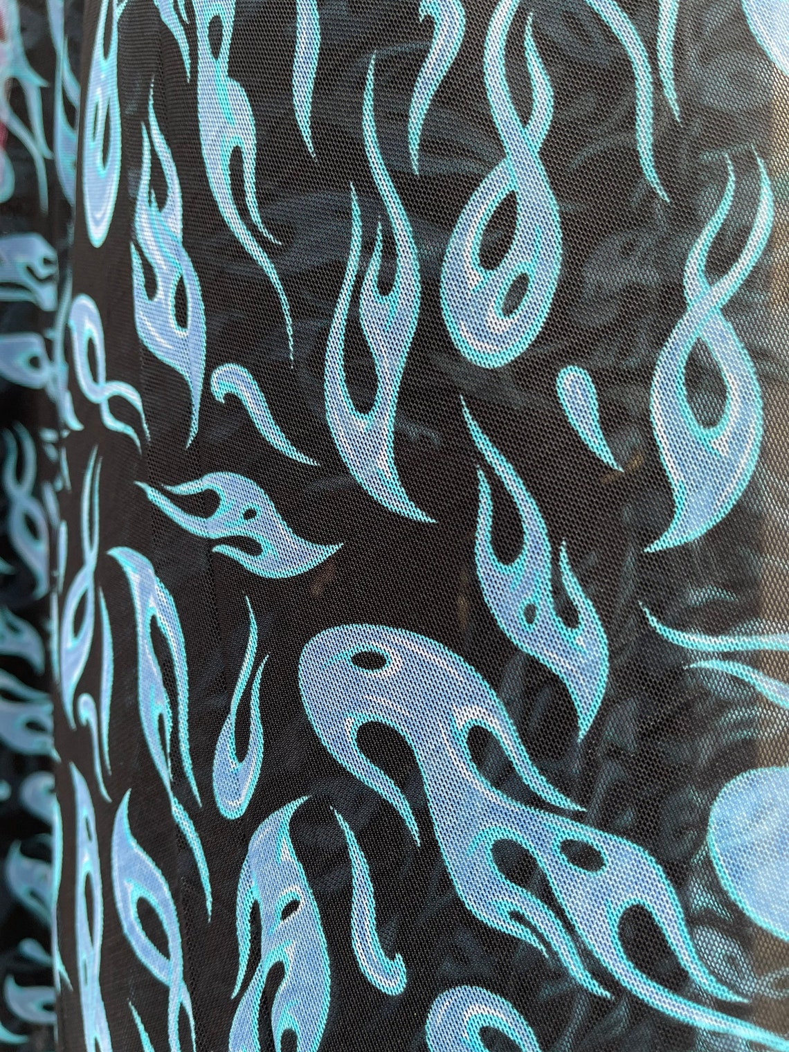 Flames Print MESH Fabric Blue/black Flames Mesh Fabric Sold by | Etsy