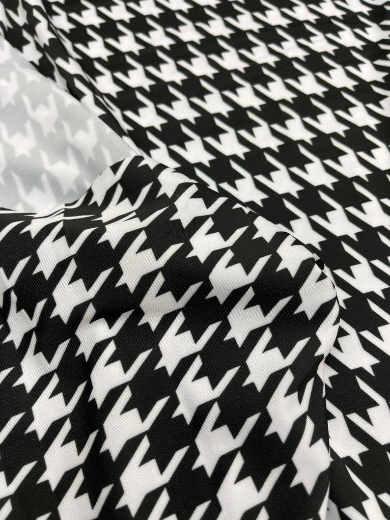 Black and White Houndstooth Print Fabric 4 Way Stretch Poly - Etsy