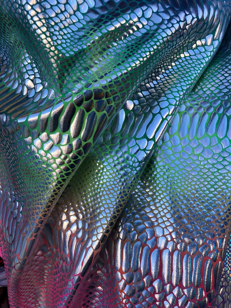 Iridescent Metallic Foil Snake Dragon Print on Rainbow Tie | Etsy