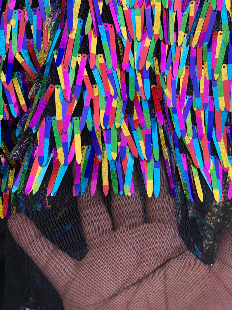 Rainbow Sword Sequins Shape Desings Dangling Sequins Rainbow- Black ...