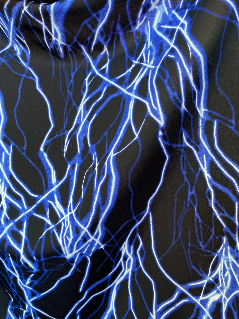 Neon Thunder/lightning Print on Nylon Spandex Fabric 4 Way Stretch Base ...