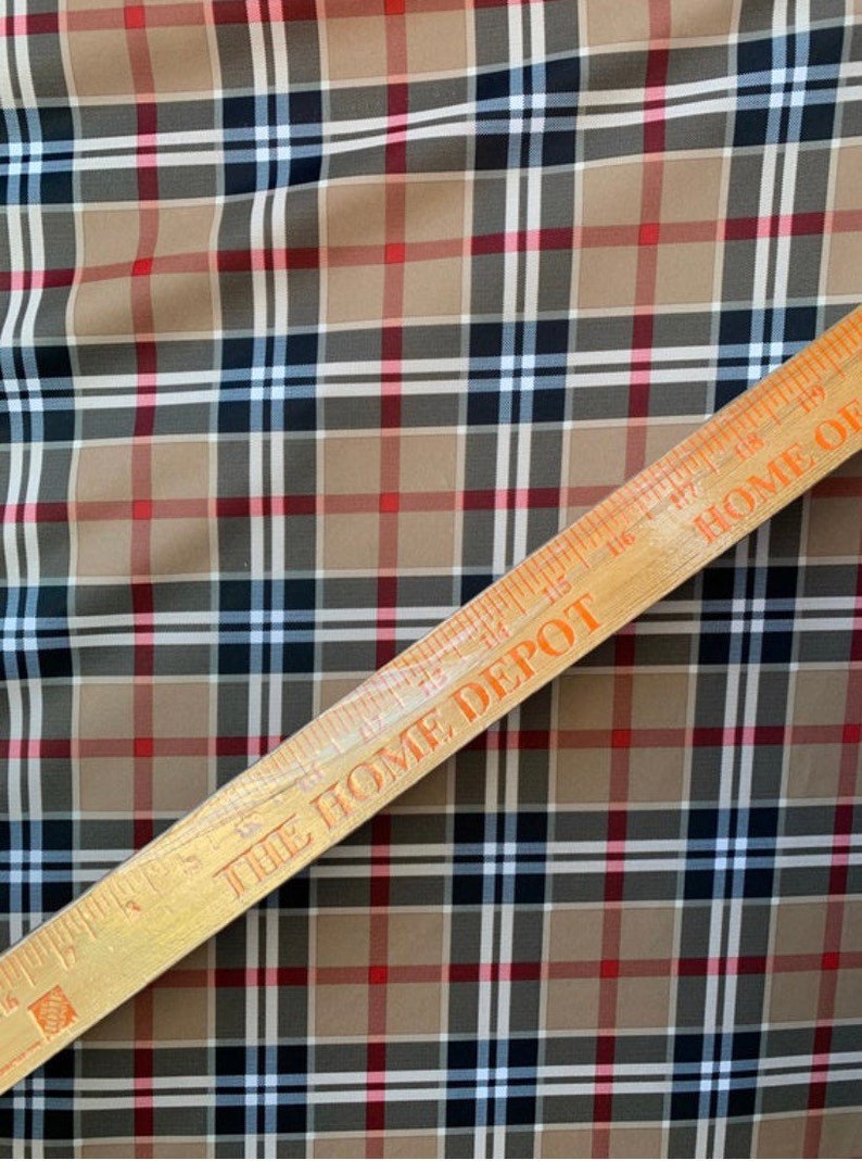 Tan Plaid Checked Tartar Print Spandex Fabric 4 Way/ Fabric | Etsy