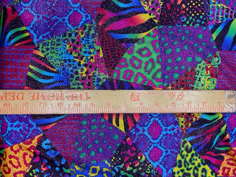 New Metallic Foil Multi Animal Print -abstract Print on Nylon Spandex ...