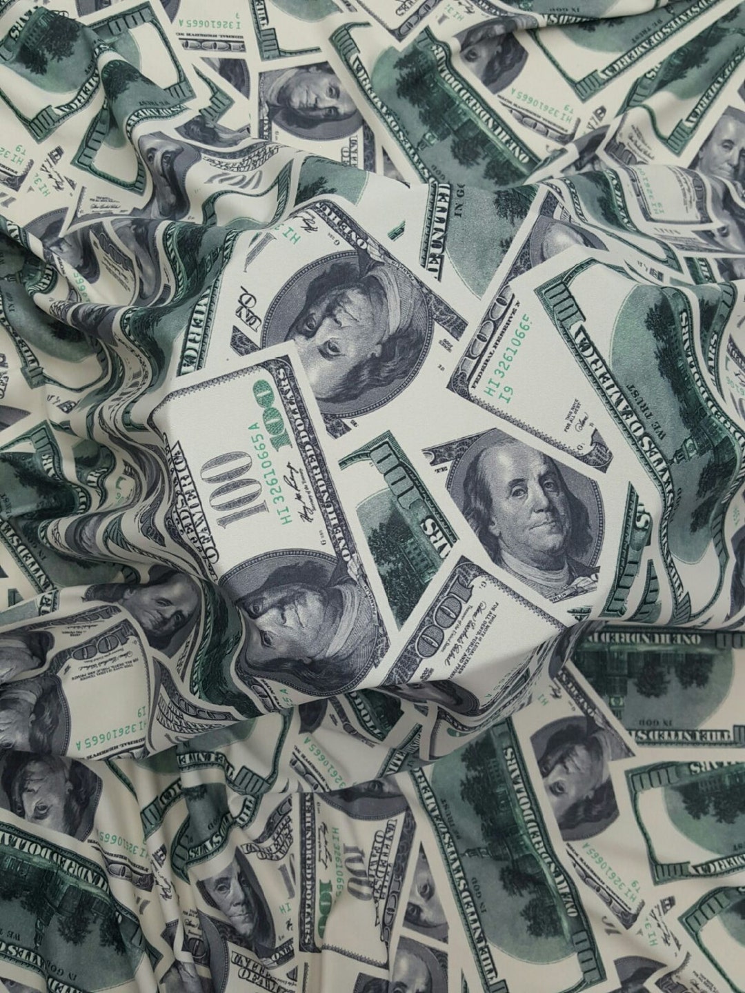 100 Dollarscheine Geld Grün Print Stoff Vier-Wege-Stretch Spandex Geld ...