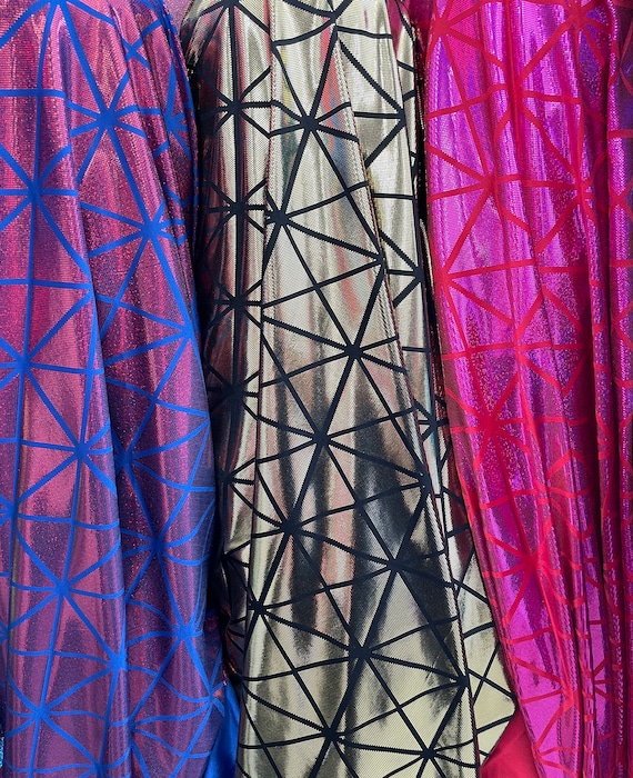 New Metallic Geometric Shapes Nylon Spandex Fabric 4 Way - Etsy