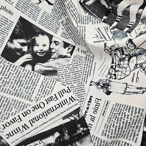 New Newspaper Print on Nylon Spandex Fabric 4way Stretch. Fabric Sold ...
