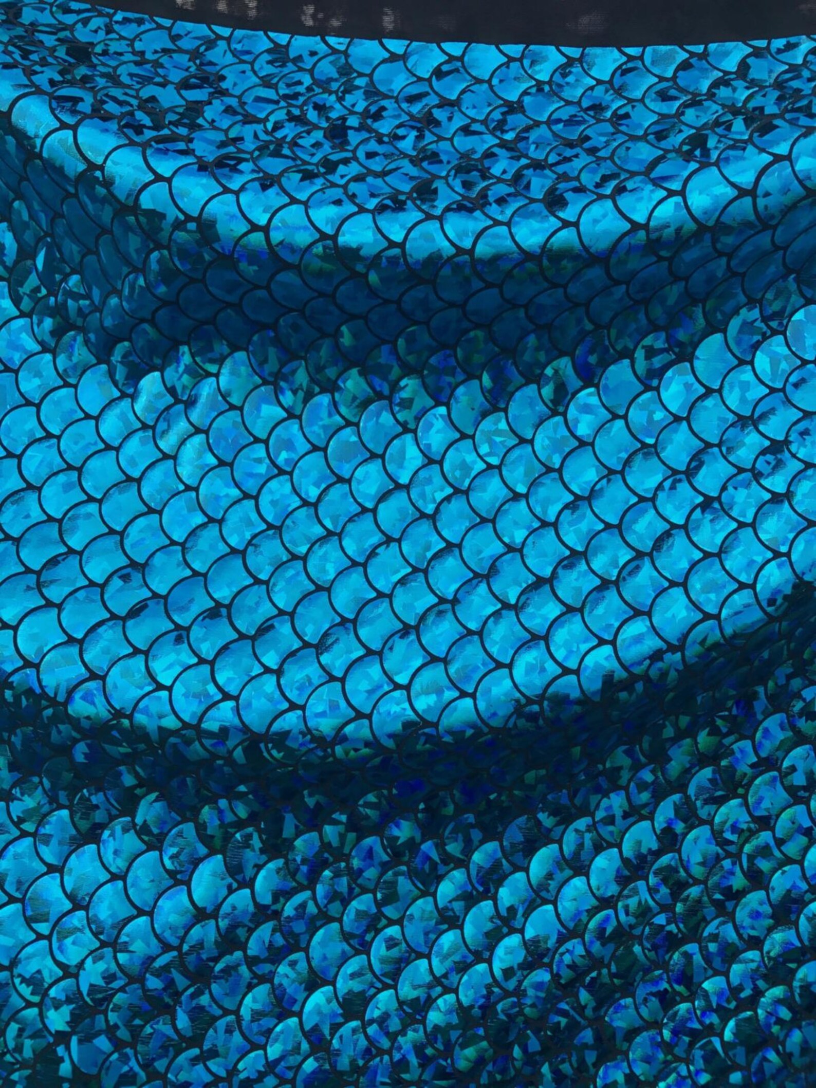 Blue/Black Mermaid Fabric Hologram Fish Scales Stretch Spandex | Etsy